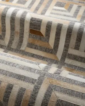 Quince Geometric Hair On Hide Rug - Natural