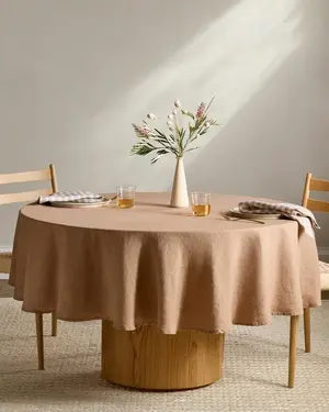 Quince European Linen Tablecloth - Latte