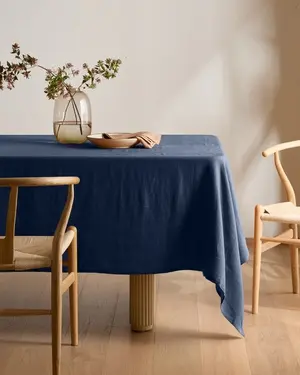 Quince European Linen Tablecloth Navy