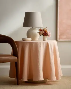Quince European Linen Tablecloth Peach