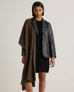 Quince Women's Mongolian Cashmere Ribbed Wrap Brown