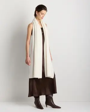 Quince Mongolian Cashmere Ribbed Wrap - Ivory