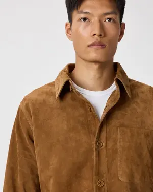 Quince 100% Suede Overshirt - Cognac Brown