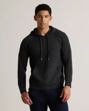 Quince Mongolian Cashmere Full-zip Hoodie - Heather Charcoal