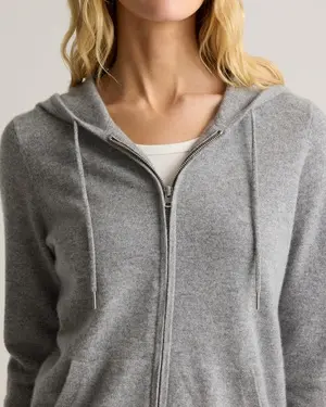 Quince Mongolian Cashmere Full-zip Hoodie - Heather Grey