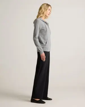 Quince Mongolian Cashmere Full-zip Hoodie - Heather Grey