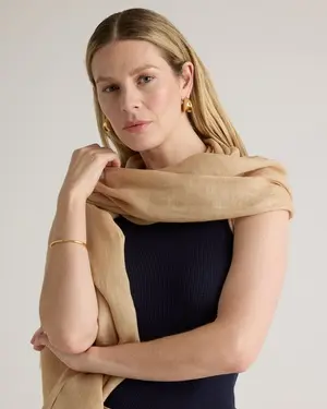 Quince 100% European Linen Scarf - Beige
