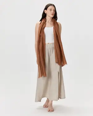 Quince 100% European Linen Scarf - Rust Brown