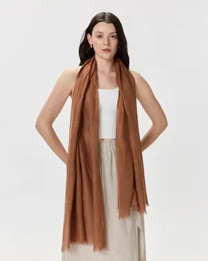 Quince 100% European Linen Scarf - Rust Brown
