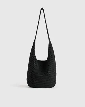Quince Hand Crochet Hobo Shoulder Bag - Black