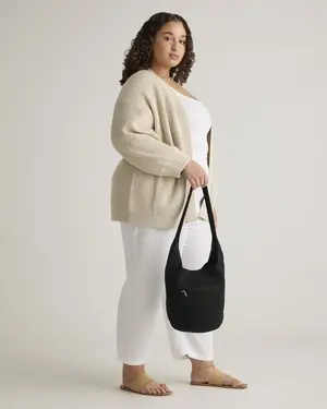 Quince Hand Crochet Hobo Shoulder Bag - Black