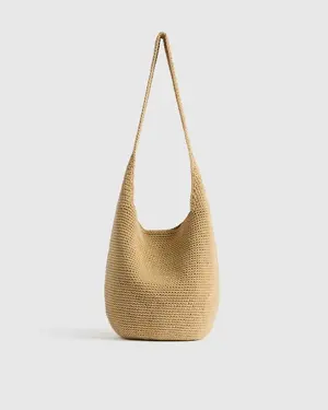 Quince Hand Crochet Hobo Shoulder Bag - Natural