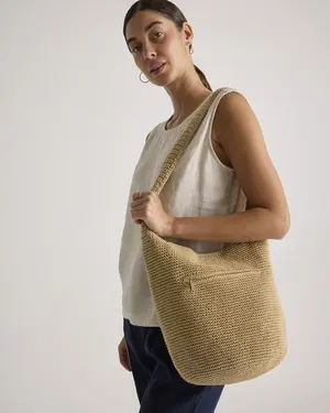 Quince Hand Crochet Hobo Shoulder Bag - Natural