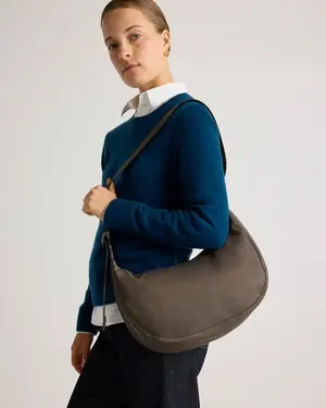 Quince Revive Nylon Crescent Shoulder Bag - Ash Grey