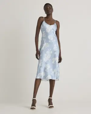 Quince Quince Mulberry Silk Midi Slip Dress Ethereal Blue