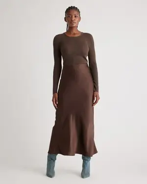 Quince Washable Silk Maxi Skirt - Hot Fudge