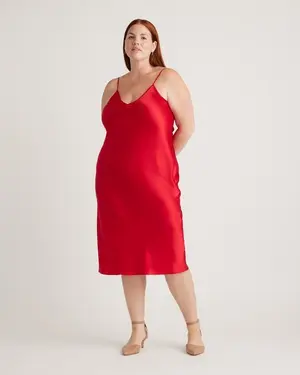 Quince Quince Mulberry Silk Midi Slip Dress Salsa