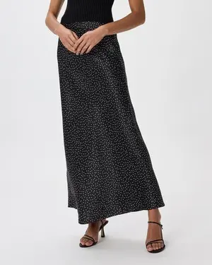 Quince Quince Mulberry Silk Midi Slip Dress Tiny Dot Black/ White