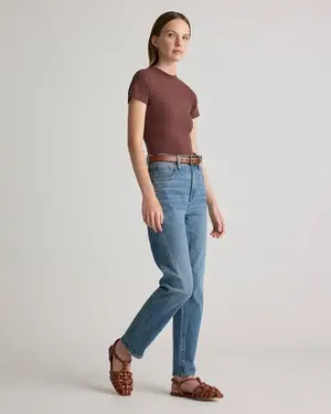 Quince Stretch Cotton Jersey Fitted T-shirt - Cocoa