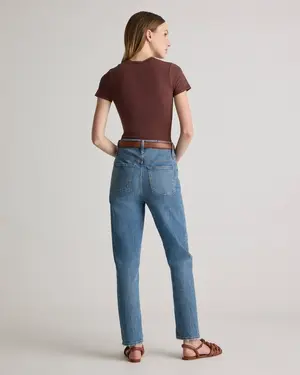 Quince Stretch Cotton Jersey Fitted T-shirt - Cocoa