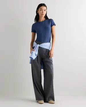 Quince Stretch Cotton Jersey Fitted T-shirt - Twilight Blue