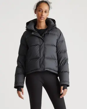 Quince Cropped Puffer Jacket - Black