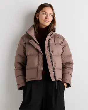 Quince Cropped Puffer Jacket - Hazel Brown
