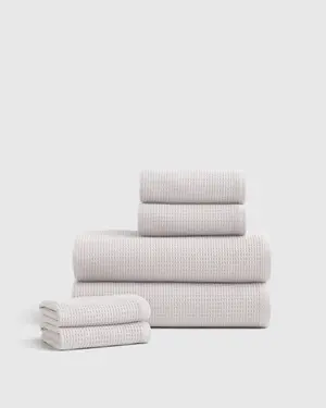 Quince Turkish Waffle Terry Bath Towel Bundle - Silver