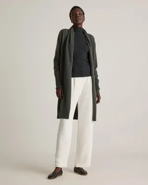 Quince Mongolian Cashmere Duster Cardigan Sweater - Moss
