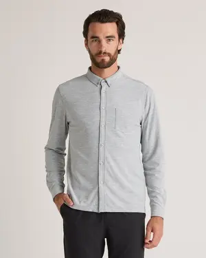 Quince Propique Performance Button Down Shirt - Light Grey