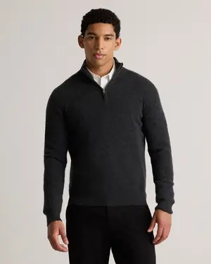 Quince Cashmere Quarter Zip Sweater - Charcoal