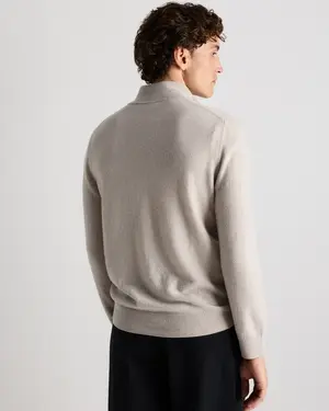 Quince Cashmere Quarter Zip Sweater - Heather Cloud Beige