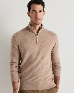 Quince Cashmere Quarter Zip Sweater - Oatmeal