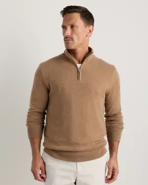 Quince Cashmere Quarter Zip Sweater Teak