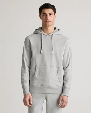 Quince Organic Midweight French Terry Pullover Hoodie - Light Heather Grey