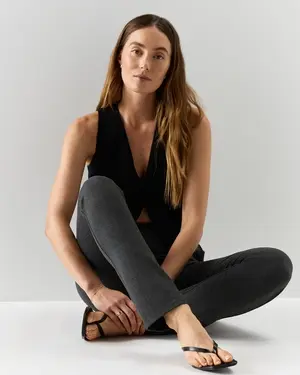 Quince Ponte Straight Leg Trousers - Charcoal