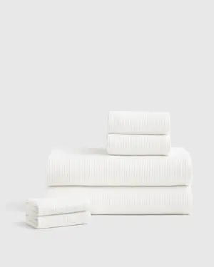 Quince Turkish Waffle Terry Bath Sheet Bundle - White