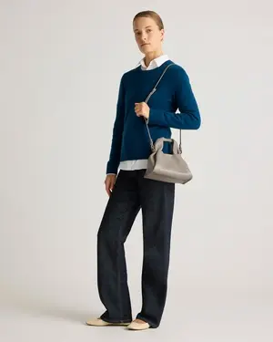 Quince Italian Leather Trapeze Crossbody - Mink