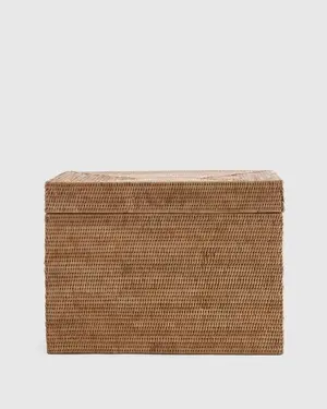 Quince Handwoven Rattan Hinged Chest - Honey
