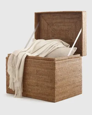 Quince Handwoven Rattan Hinged Chest - Honey