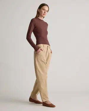 Quince Stretch Cotton Jersey Fitted Long Sleeve T-shirt - Cocoa