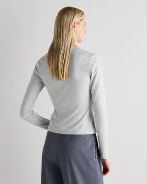 Quince Stretch Cotton Jersey Fitted Long Sleeve T-shirt - Heather Grey