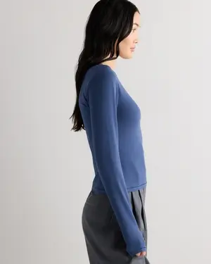 Quince Stretch Cotton Jersey T-shirt - Twilight Blue