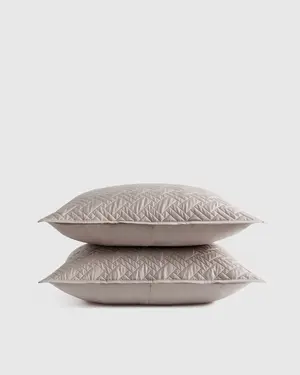 Quince Basketweave Quilted Sham Set - Stone