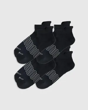Quince Organic Cotton Blend Ankle Socks 4-pack - Black
