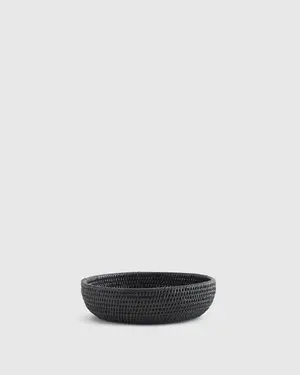 Quince Handwoven Rattan Bowl Black