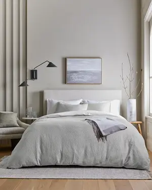 Quince Luxe Waffle Duvet Cover Set - Light Grey