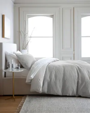 Quince Luxe Waffle Duvet Cover Set - Light Grey