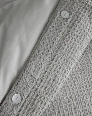 Quince Luxe Waffle Duvet Cover Set - Light Grey