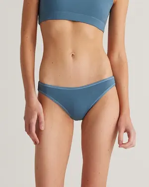 Quince Organic Cotton Bikini - Black/soft White/ocean